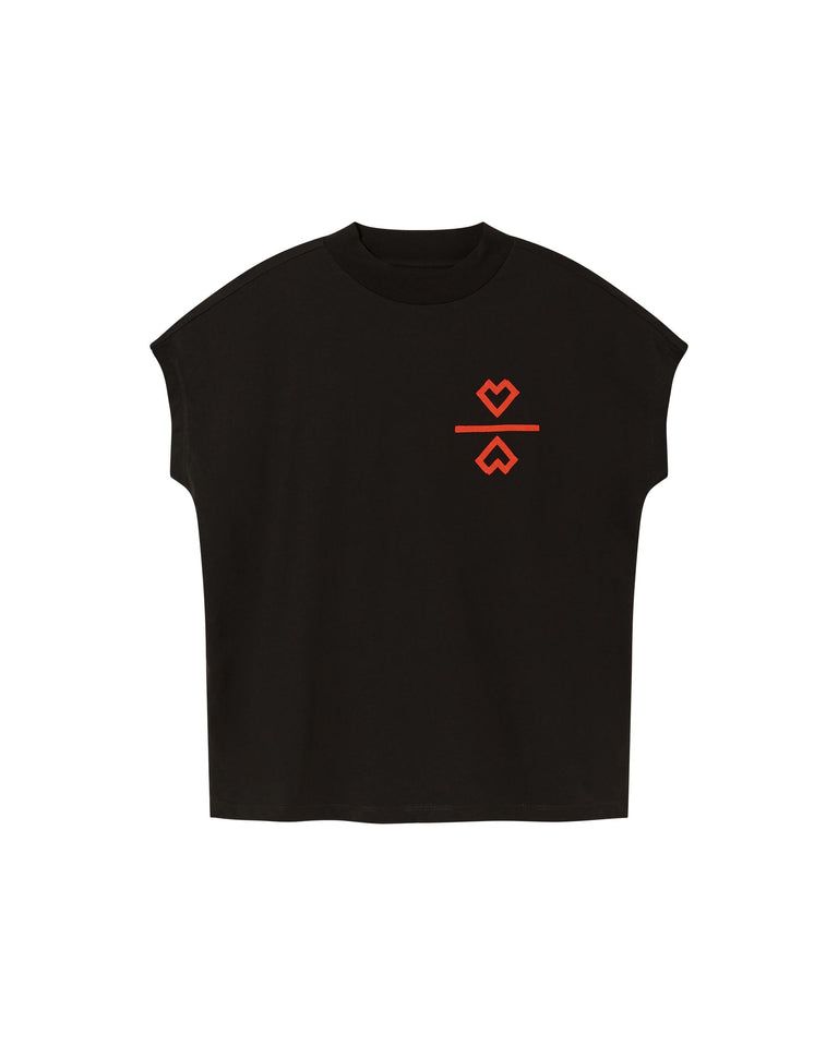 T-Shirt THINKING MU 2 Hearts Patch Black - TUREK